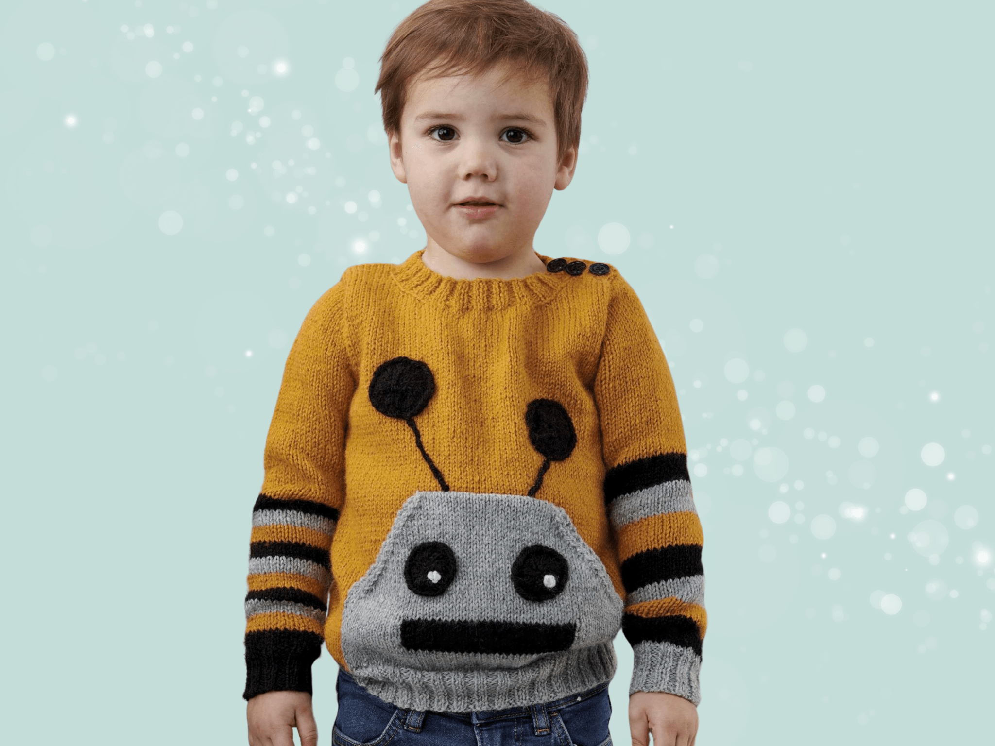 Robot Pocket Sweater, Kids Simple Robot Pocket Jumper - Knitting Patte ...