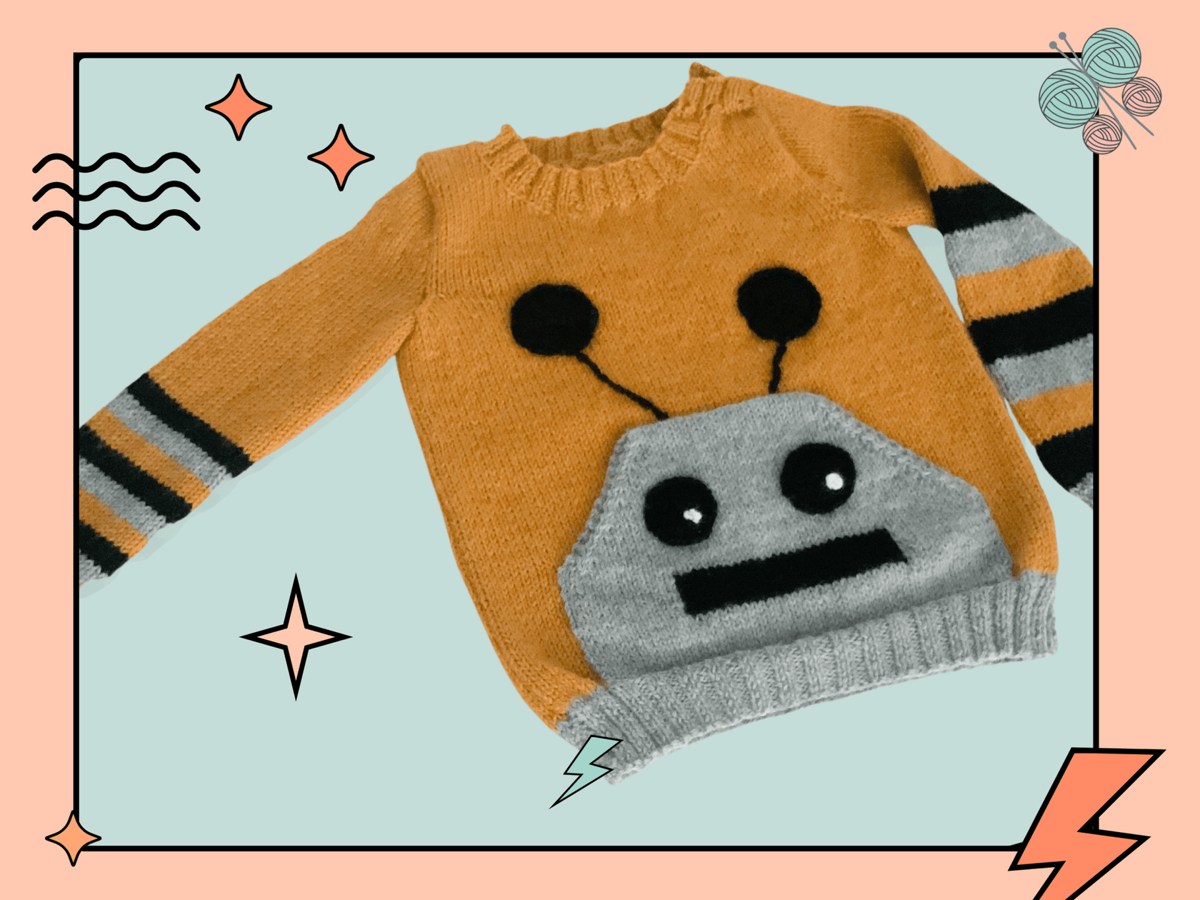 Robot Pocket Sweater, Kids Simple Robot Pocket Jumper - Knitting Patte ...