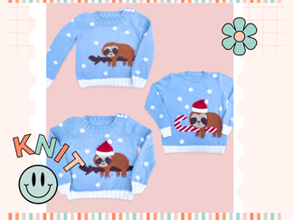 Sloth Christmas Jumper Knitting Pattern PDF download - Kids Festive ...