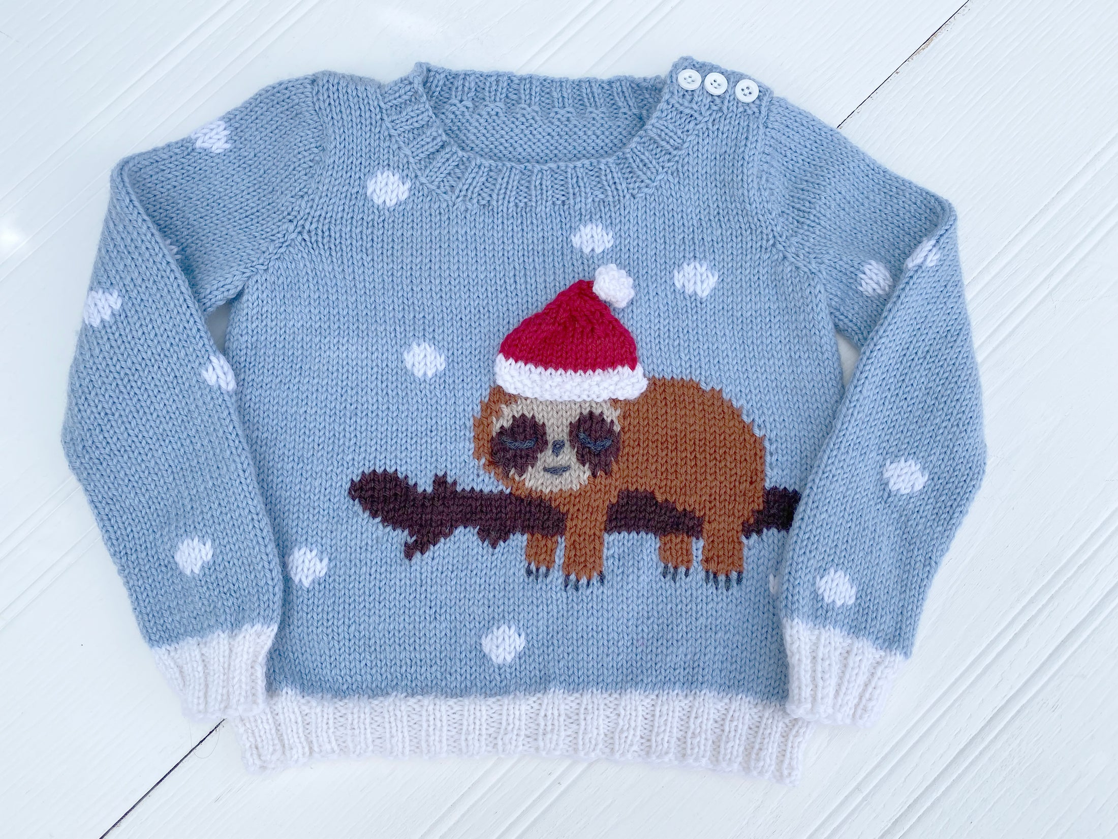 Sleepy Sloth Kids Intarsia Christmas Jumper - Knitting Pattern – Jane ...